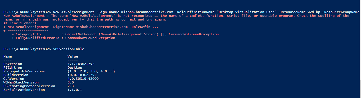 The Term New Azroleassignment Is Not Recognized As The Name Of A Cmdlet Microsoft Community Hub